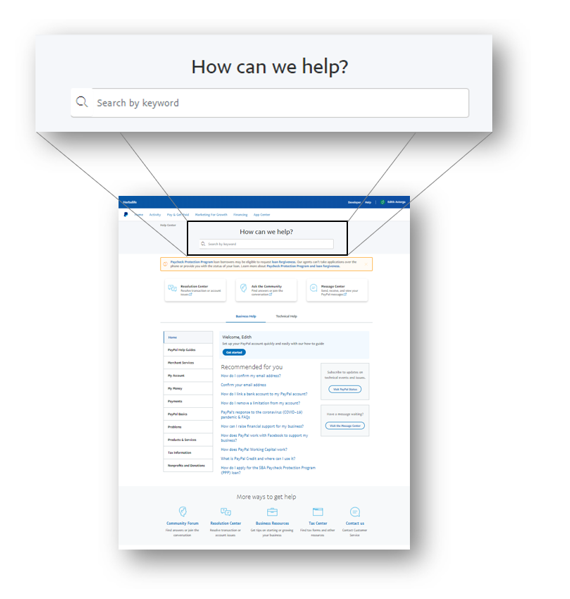 PayPal - Using the PayPal Help Center