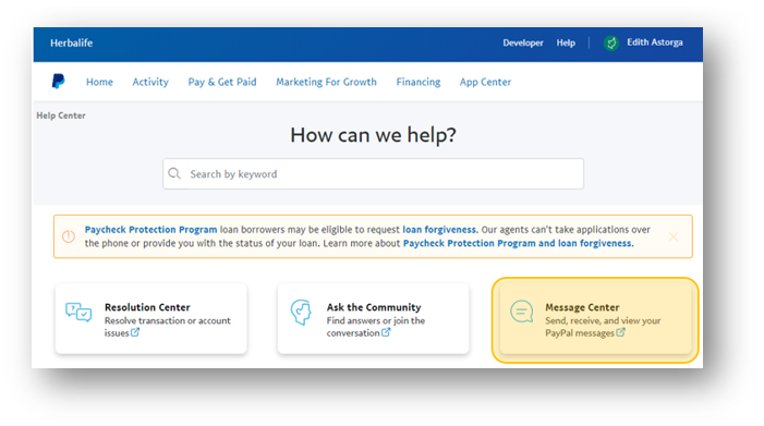 PayPal - Using the PayPal Help Center