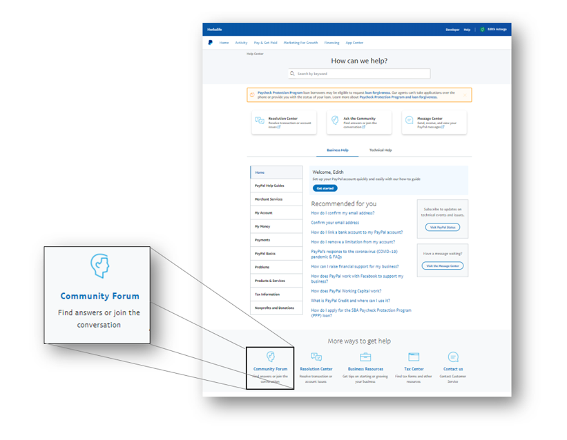 PayPal - Using the PayPal Help Center