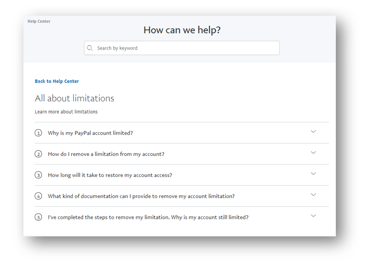 PayPal - Check Account Limitations